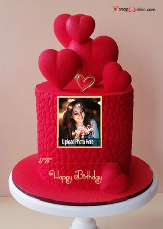 Red Velvet Birthday Cake with Name and Photo Editor - Create Unique ...